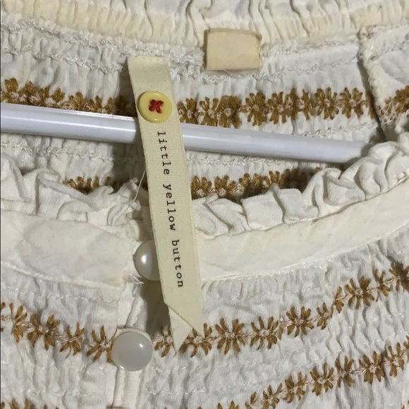 little yellow button | Tops | White And Gold Top | Poshmark